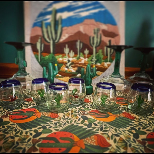 Set of Tequileros With Agave of Blown Glass - Etsy