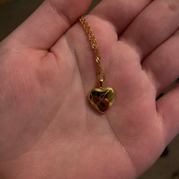 Initial Heart Locket Necklace by Caitlyn Minimalist • Gold Locket Photo ...