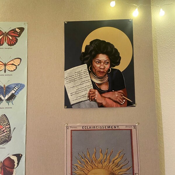 Black Woman Portrait, Dreads Locs Dreadlocks Poster Print Face, Minimal ...