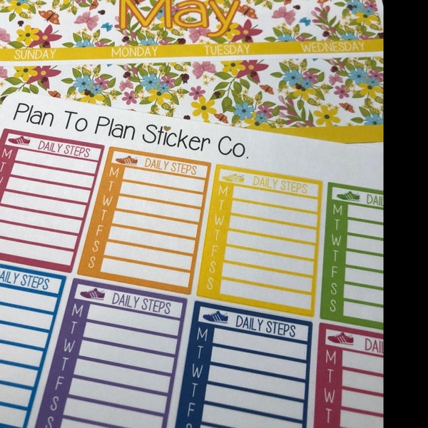 1379~~daily Steps Tracker Planner Stickers. - Etsy