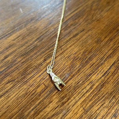 14KT Yellow Gold Polished 3D Italian Mano Cornuto Hand Symbol Good Luck ...