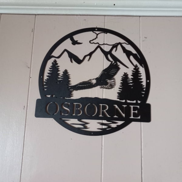 Custom Outdoor Eagle Monogram | Metal Wall Art Decor | Custom Name Sign ...