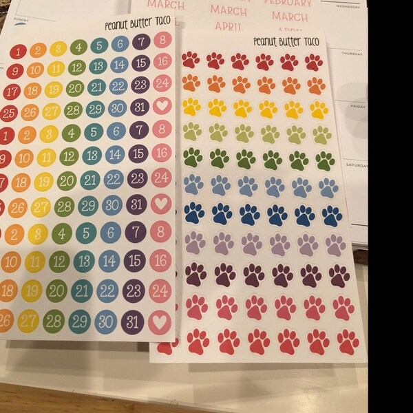 Tiny Rainbow Date Stickers - Small Number Planner Stickers - Calendar ...