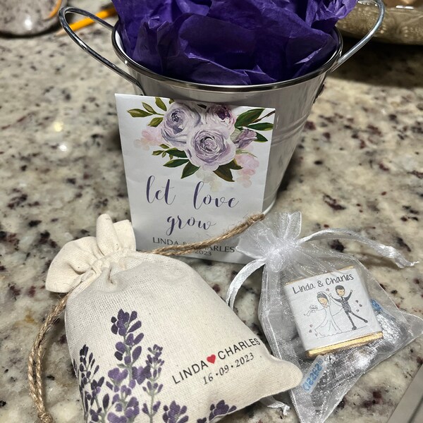 Personalized Lavender Sachet Favor | Custom Name Wedding, Engagement ...
