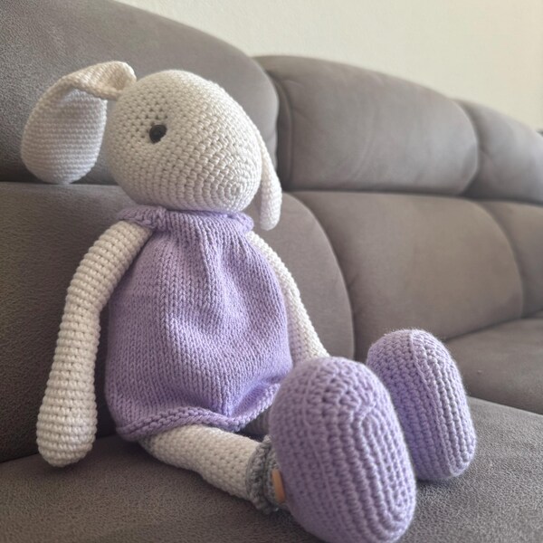 Dressed Bunny Crochet Toy, Unique Bunny Plush Toy, Cute Animal Friend ...