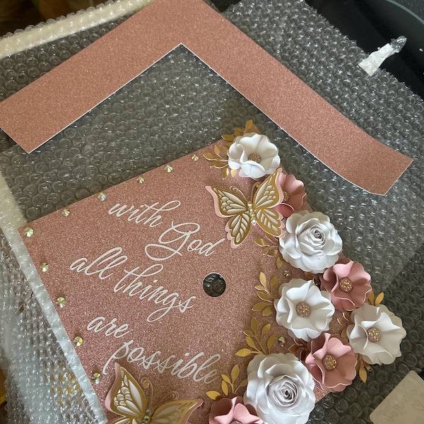 Graduation Cap Topper With Paper Flowers and Butterflies Grad Cap - Etsy
