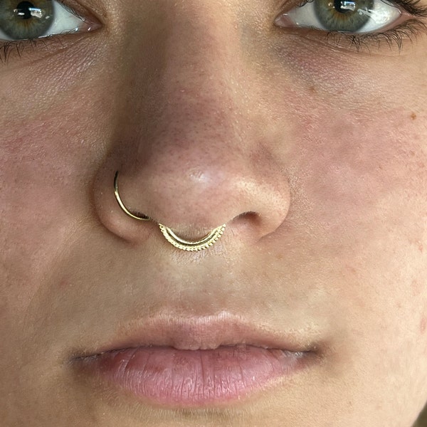 Gold Septum Ring, 14K Gold Septum, Gold Septum Jewelry, Gold Septum ...