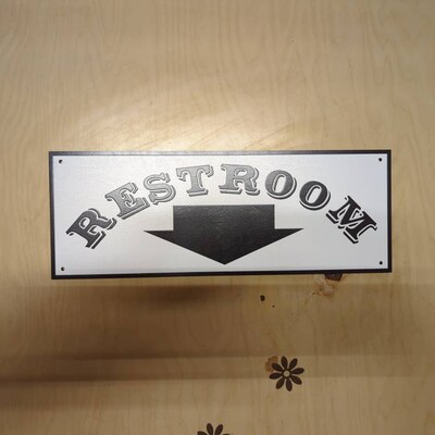 Restroom Sign With Arrow Pointing Down CUSTOM BLACK & WHITE Wooden Sign ...