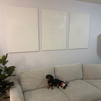 Set of 3 Boho Plaster Wall Art, Textured Wall Art, Textured Art Canvas ...