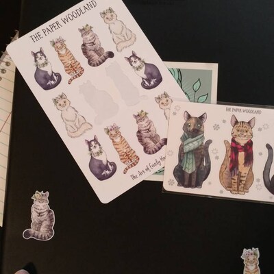 Cat Planner Stickers Cute Cat Flower Stickers Happy Planner Accessories ...