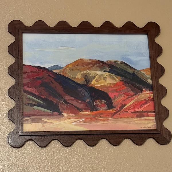 Handcrafted Scalloped Walnut Frame - Rustic Home Décor, Custom Sizes ...