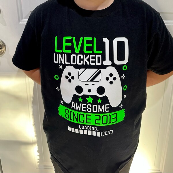 Level 10 Unlocked Awesome Since 2015 SVG, 10th Birthday Boy Shirt Svg ...