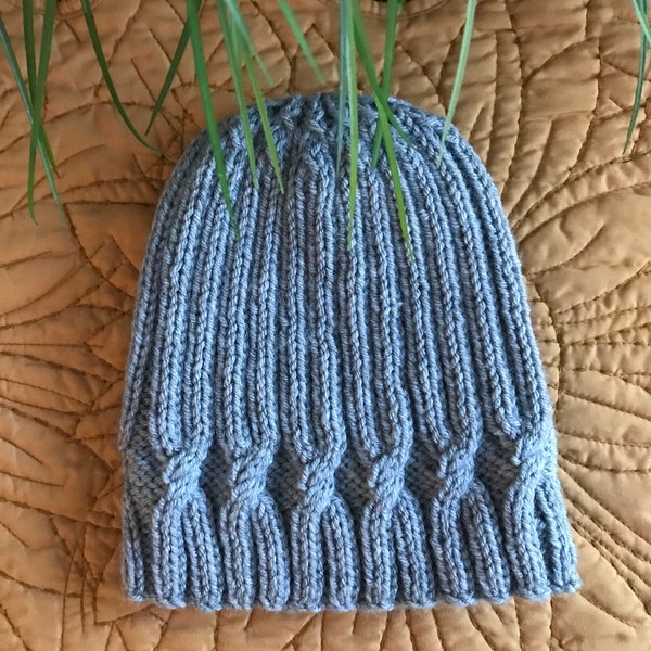 Knitting Pattern: Instant Download PDF. Beanie Hat Pattern. Cable Knit ...