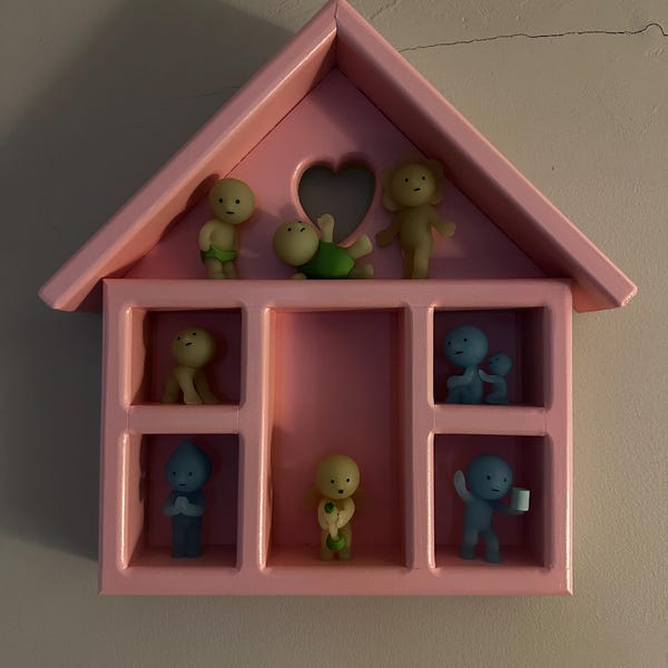 Rosy Pink Wood Shadow Box, Pink Wall Accent, Pink Wall Hanging Shelf ...