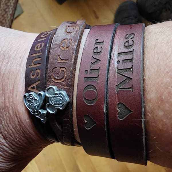 Custom Engrave Personalized Leather Bracelets Gifts for Men and Women ...