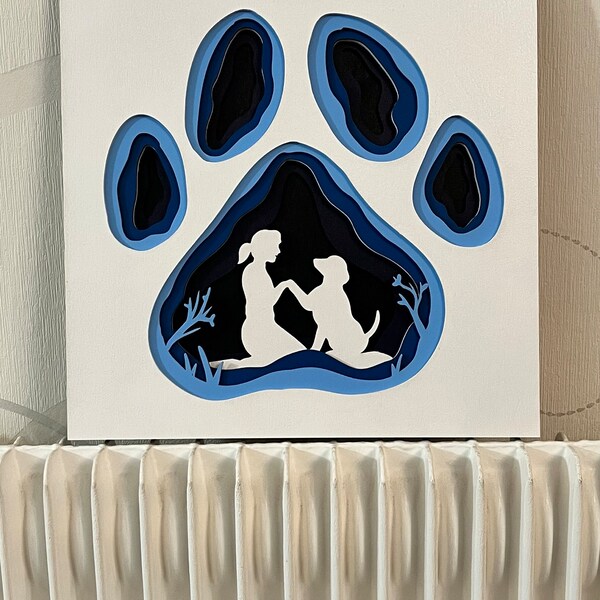 Dog Shadow Box SVG for Cricut Silhouette, Puppy Memorial Gift, Dog 3d ...