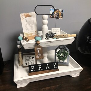 Faith Black & White Tiered Tray Decor Christian / Religious Mix and ...