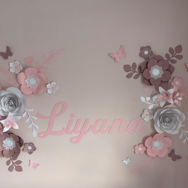 Rose Gold Paper Flower Wall Decor With Name/our New House/elegant House ...