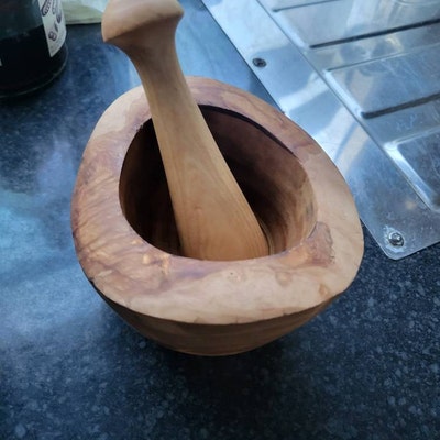 Olive Wood Natural Mortar & Pestle 8 Cm, Pestle and Mortar, Gift for ...