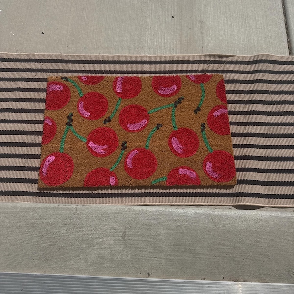 Cherry Coir Doormat, Colorful Fruit Welcome Mat for Spring and Summer ...