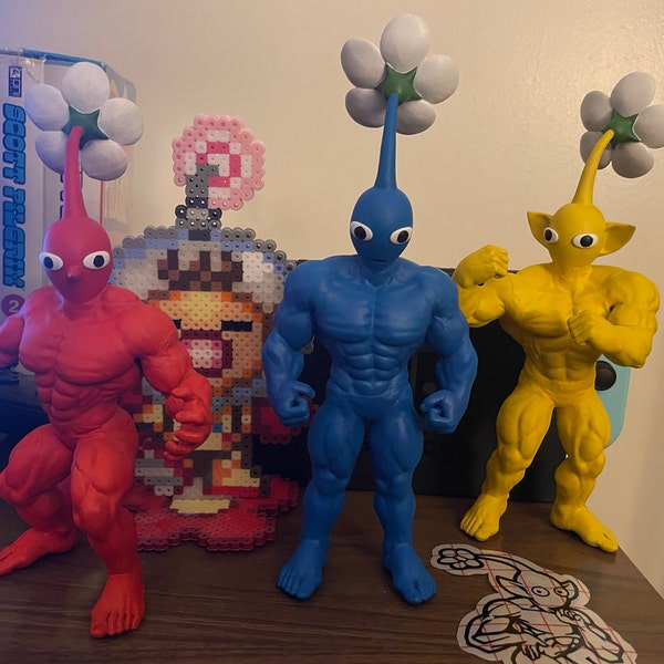 Buff Pikmin Figurines, Resin 3D Prints | Vibrant Red, Blue, Yellow ...