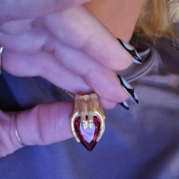 Gold Plated Garnet Hand 925K Silver Pendant, 925 Silver Gold Plated ...