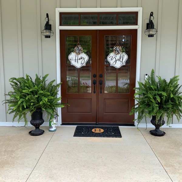 Double Front Door Signs - Front Door Wreaths - Welcome Sign - Front ...