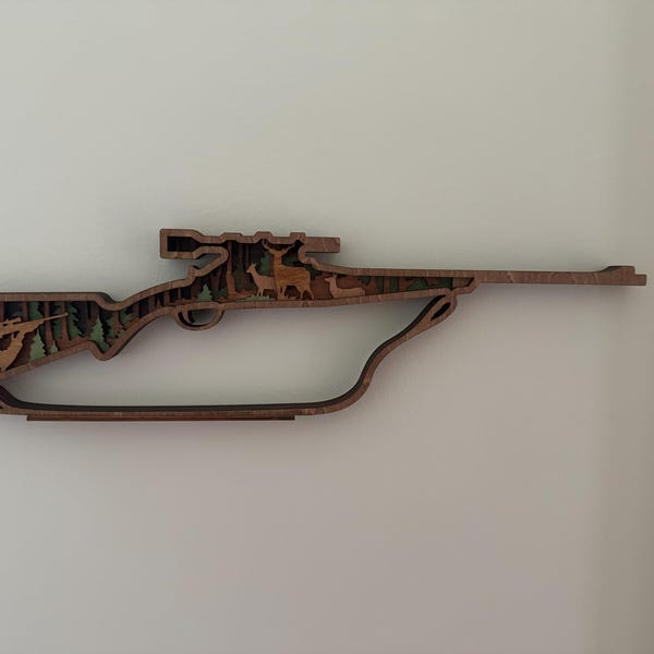 Hunting Rifle 3D Layered Wood Decor - Etsy