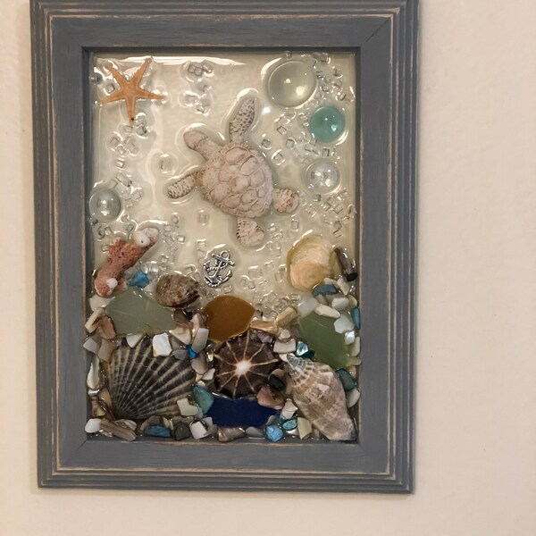 5 X 7 Sea Shell and Sea Glass Collage Art Frame - Etsy