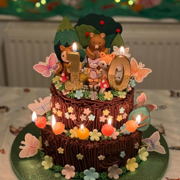EXTENDED Woodland Animal Cake Topper Fondant With Mushroom and Tree, 6 ...