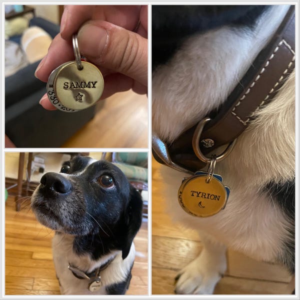 Stacked Dog Id / Dog Name Tag/ Puppy Tag / Custom Pet Tags / Hand ...