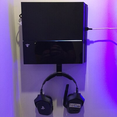 Playstation 4 SLIM 2pcs Controller Wall Mount PS4 Black Metal Holder ...