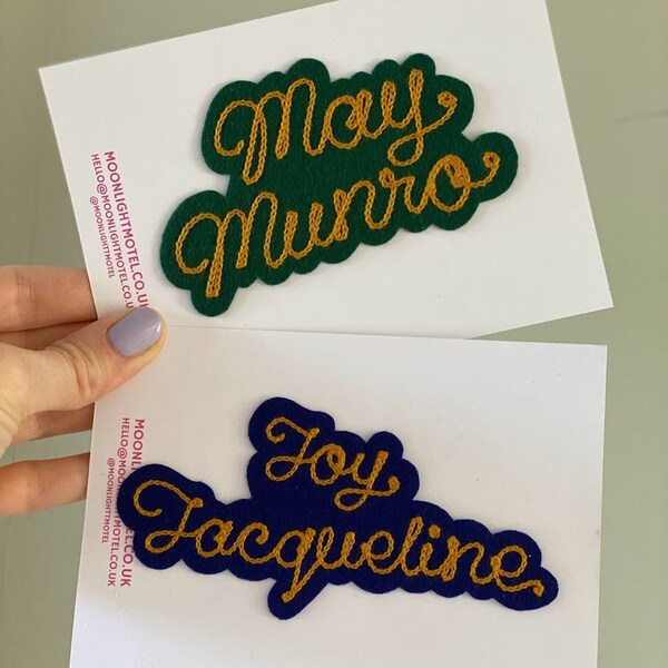 Custom Chainstitch Embroidered Name Patch, 'your Name' | Black, Green ...