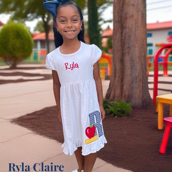 Back to School Outfits, Letter With Book and Apple, Personalized Shorts ...