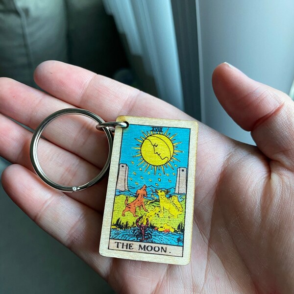 The Moon Tarot Card Keychain Mindfulness the Moon Gift Meditation Gift ...