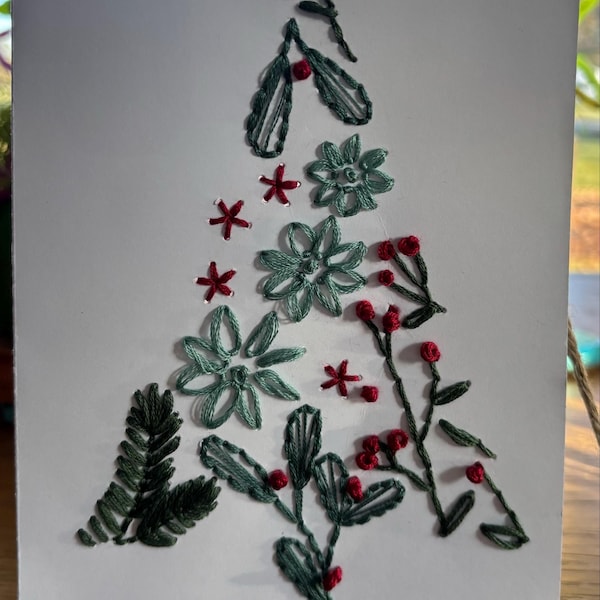 Large Scandi Christmas Tree Card Digital Embroidery Pattern - Etsy