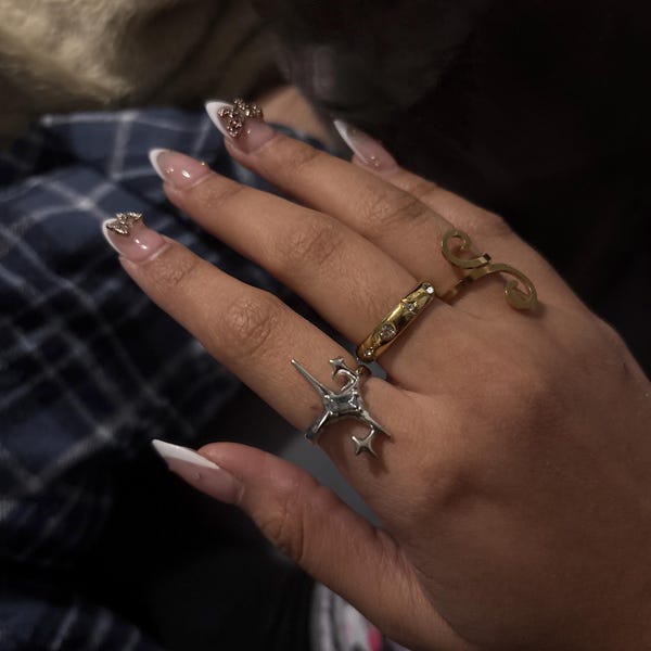 Silver Star Ring, Silver Adjustable Open Ring, Shiny Star Crystal Ring, Minimalist Ring, Unique ...