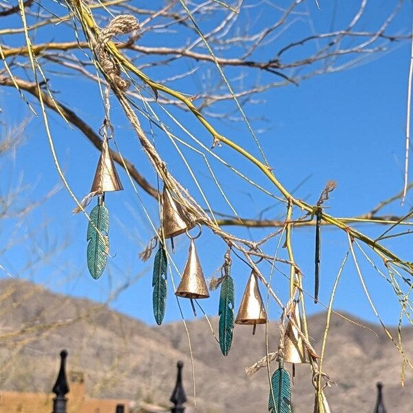 Bells on String With 6 Rustic Vintage Cow Bells and Multicolored ...
