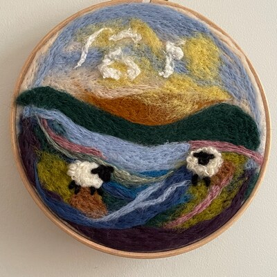 Sheep Felted Painting Kit Landscape Picture Needlepoint - Etsy