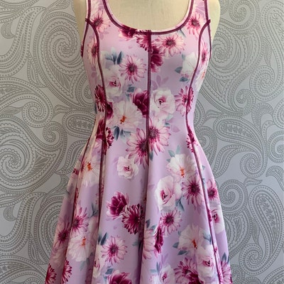 FS752 Peached Black Floral Flower Print on High Quality Silky - Etsy