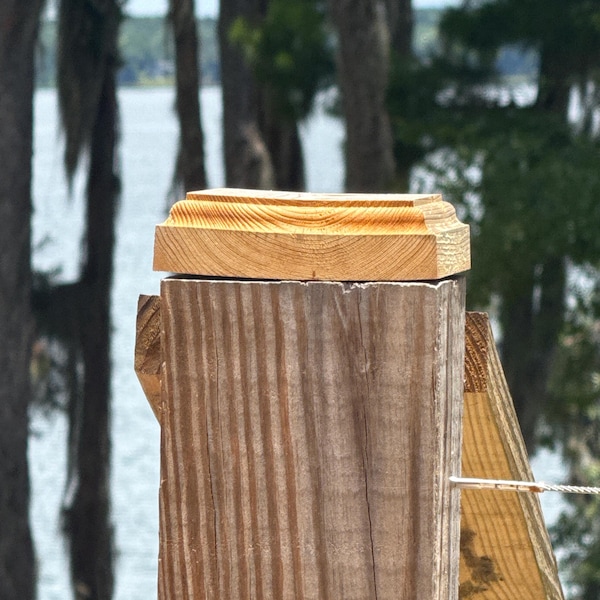 Extra Thick Solid Cedar Fence Post Caps With Profiled Edge, Newel Post ...