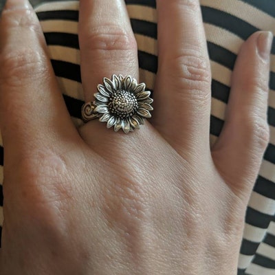 Sunflower Ring Sterling Silver Sunflower Ring With Flower Band Summer ...