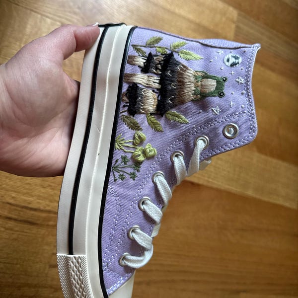 Embroidered Converse Mushroom, Frog, Converse Embroidery Mushroom ...