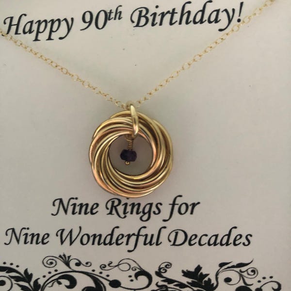 90th Birthday Gift, Gold Necklace, 90th Birthday for Women, Birthday ...