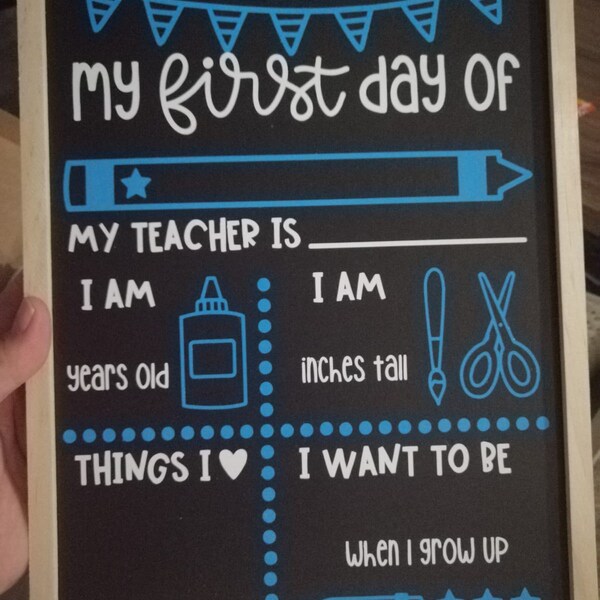 First Day of School Chalkboard, Back to School Reusable Chalkboard ...