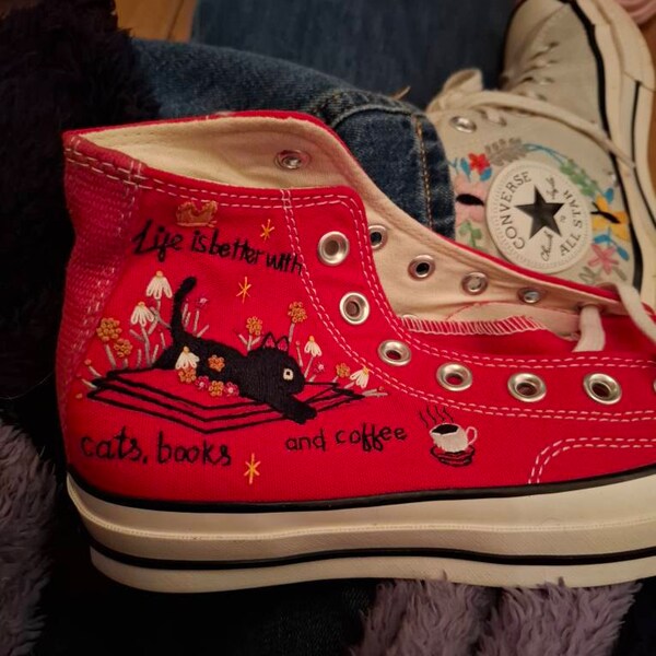 Astronaut Hand Embroidery Converse, Space and Planets Embroidered ...