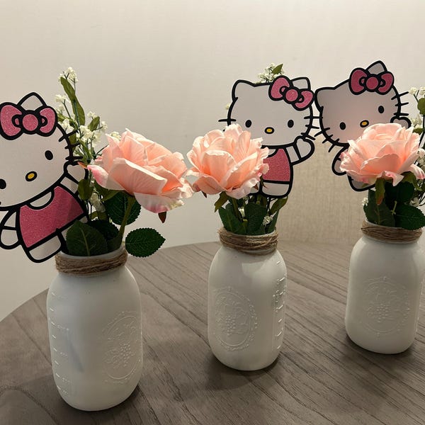 Set of 4 Kitty Die Cuts, Kitty Centerpieces, Kitty Party Decor, Photo ...