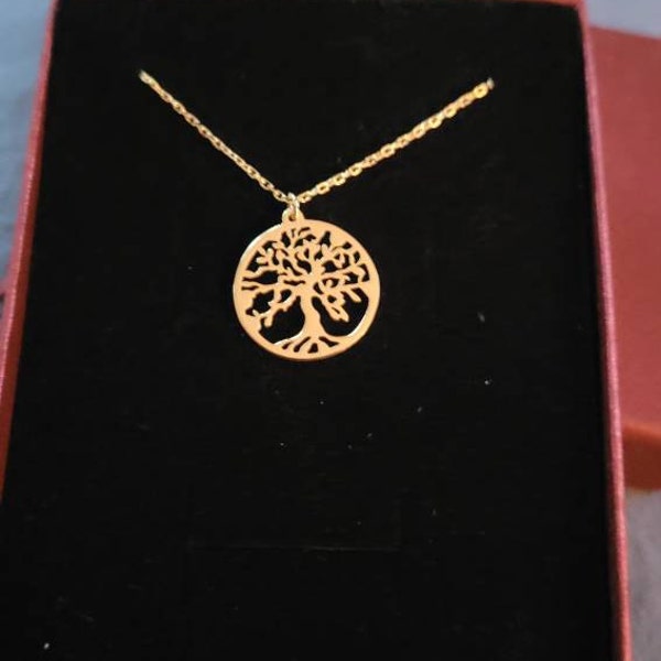 14K Solid Gold Tree of Life Necklace for Women, Family Tree Pendant ...