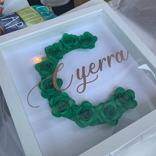 Initial & Name Flower Box | Paper Rose Gift Box | Customized Gift for ...