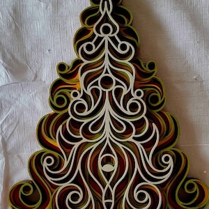 Christmas Tree 3D Zentangle Svg Files, Multilayer Panel for Laser ...
